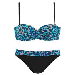 Lascana Damen B&uuml;gel-Bandeau-Bikini, gr&uuml;n, Gr. 40, bedruckt, Polyamid, Bikini-Sets, im Animaldesign