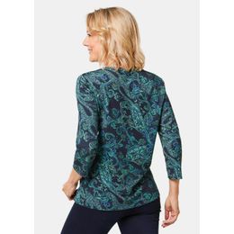 GOLDNER Damen Print-Shirt "Modernes Jersey-Shirt, Paisley-Muster", blau, Gr. 46, Obermaterial: 95% Viskose CV. 5% Elasthan EL., Shirts, hoher