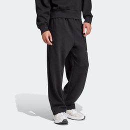 Herren Sporthose "ESSENTIALS WIDE-LEG 3-STREIFEN LOGO", schwarz-wei&szlig;, Gr. XL, adidas Sportswear, Obermaterial: 55% Baumwolle, 36% Polyester, 9%