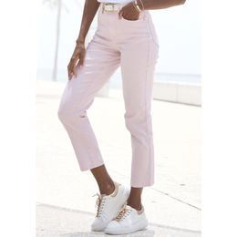 Lascana Damen Ankle-Jeans, rosa, Gr. 36, unifarben, Denim/Jeans, Obermaterial: 98% Baumwolle, 2% Elasthan, Jeans, mit Stretchanteil, elastische Jeans