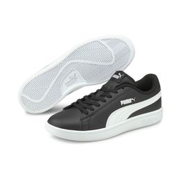 Puma Herren Sneaker "SMASH V2 L", 46, schwarz-wei&szlig;, Leder, Schuhe, atmungsaktives Obermaterial aus Leder und Synthetik, Schn&uuml;rung