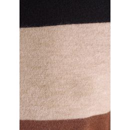 Tamaris Damen Strickkleid "aus angenehmer Viskosemischung", schwarz, Gr. 44, gestreift, Feinstrick, Obermaterial: 50% Viskose, 28% Polyester, 22%