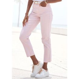 Lascana Damen Ankle-Jeans, rosa, Gr. 38, unifarben, Denim/Jeans, Obermaterial: 98% Baumwolle, 2% Elasthan, Jeans, mit Stretchanteil, elastische Jeans