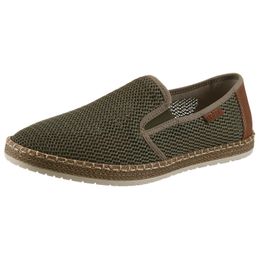 Rieker Herren Espadrille, Gr. 44, gr&uuml;n, Textil, Schuhe, mit luftdurchl&auml;ssiger Perforation