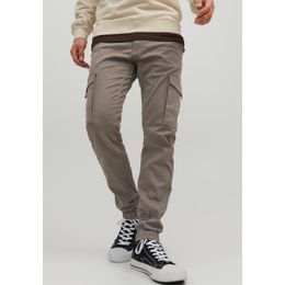 Jack & Jones JACK & JONES Herren Cargohose "PAUL FLAKE", beige, Gr. 33, unifarben, Web, Obermaterial: 98% Baumwolle, 2% Elasthan, Hosen, Baumwollmischung, regular