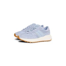 Tommy Jeans Damen Keilsneaker "TJW CLEATED RUNNER", Gr. 37, blau, Textil, Veloursleder, Schuhe, Freizeitschuh, Schn&uuml;rschuh, Halbschuh mit