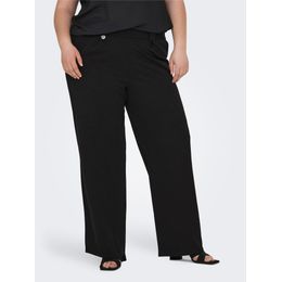 Only CARMAKOMA Damen Jerseyhose "CARSANIA BUTTON PANT JRS PNT NOOS", schwarz, Gr. XL, unifarben, Jersey, Obermaterial: 95% Polyester, 5% Elasthan,
