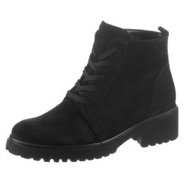 Waldl&auml;ufer WALDL&Auml;UFER Damen Schn&uuml;rboots "H-LUISE", Gr. 4, schwarz, Veloursleder, unifarben, Schuhe, Stiefelette, Blockabsatz, in bequemer Schuhweite G (= weit)