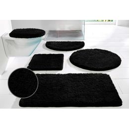 Badematte my home, H:30mm, schwarz, Polyester, Badematten, "Sanremo, Badvorleger, Badezimmer Teppich, sehr weich", Badteppich, unifarben, rechteckig,