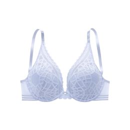 s.Oliver Damen Push-up-BH "Milene", Gr. 80eisblau, Spitze, Obermaterial: 60% Polyamid, 35% Polyester, 5% Elasthan, BHs, im edlen High-Apex Look mit