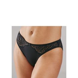 Lascana Damen Slip "Aurora", Gr. 32, schwarz, Microtouch, Obermaterial: 82% Polyamid, 18% Elasthan, Unterhosen, mit toller Spitze in blumiger Optik