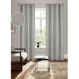 Vorhang Bruno Banani, B:140cm H:245cm, grau, Polyester, Polyester, Wohnzimmer, Gardinen, "Lagan", 2-er Set, gewebt, Microfaser, versch. Gr&ouml;&szlig;en,