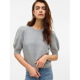 V&eacute;ro Moda VERO MODA Damen Rundhalspullover "VMDOFFY 2/4 O-NECK PULLOVER GA NOOS"light grau melange, Gr. XS, unifarben, Strick, Obermaterial: 94% Polyester, 3%