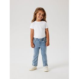 name it M&auml;dchen Weite Jeans "NMFSALLI BOOTCUT JEANS 8292-TO NOOS", blau, Gr. 128, Abriebeffekte, Denim/Jeans, Obermaterial: 57% Lyocell, 31%