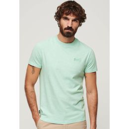 Superdry Herren Rundhalsshirt "ESSENTIAL LOGO EMB TEE", gr&uuml;n, Gr. XL, unifarben, Single Jersey, Obermaterial: 100% Baumwolle, Shirts, aus Baumwolle