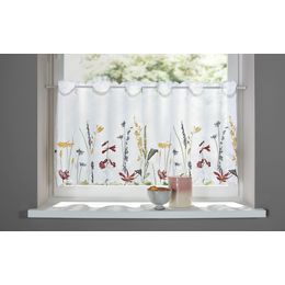 Scheibengardine OTTO HOME, B:90cm H:30cm, bunt, Voile, Polyester, K&uuml;che, Gardinen, "Bille", transparent, mit einseitiger Stickerei, waschbar, Blumen