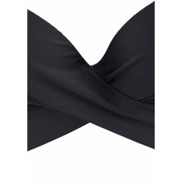 s.Oliver Damen Push-Up-Bikini, schwarz, Gr. 42, unifarben, Recycling-Polyamid, Bikini-Sets, mit zus&auml;tzlichen Bindeb&auml;ndern