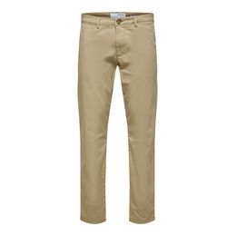 Selected Herren Chinos "SLH175-SLIM NEW MILES FLEX PANT NOOS", beige, Gr. 34, unifarben, Web, Obermaterial: 91% Baumwolle, 6% Polyester, 3% Elasthan,