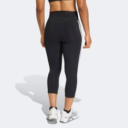 Damen Trainingstights "OPT ES 3S 3/4 L", schwarz-wei&szlig;, Gr. XS, adidas Performance, Obermaterial: 85% Polyester, 15% Elasthan, Hosen