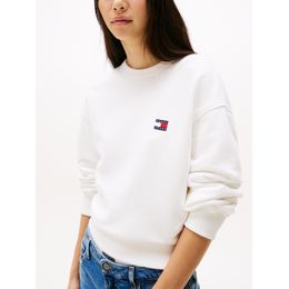 Tommy Jeans Damen Sweatshirt "TJW BXY BADGE CREW", beige, Gr. XL, unifarben, Sweatware, Obermaterial: 100% Baumwolle, Sweatshirts, mit Logo-Badge