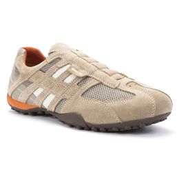 Geox Herren Slip-On Sneaker "UOMO SNAKE", Gr. 43, beige, Textil, Veloursleder, Schuhe, Freizeitschuh, Slipper mit Geox Spezial Membran