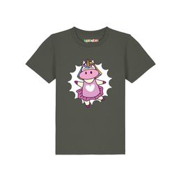 Watabout.kids T-Shirt 'Ballett Unicorn' Jungen Gr&ouml;&szlig;e 146 khaki / lila / rosa / wei&szlig;