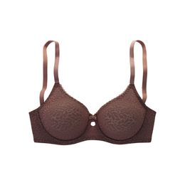 Damen Minimizer-BH, NUANCE BY LASCANA, Gr. 70braun, mocca, Spitze, Obermaterial: 91% Polyamid, 9% Elasthan, BHs, mit B&uuml;gel aus leicht transparenter