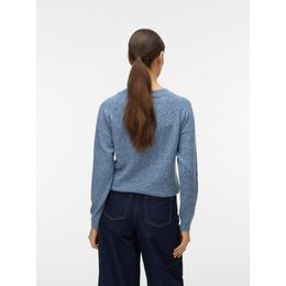 V&eacute;ro Moda VERO MODA Damen Rundhalspullover "VMDOFFY LS O-NECK BLOUSE GA NOOS"schwarz denim detail:with wei&szlig; melange, Gr. L, meliert, Strick, Obermaterial: 94%