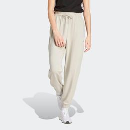 Damen Sporthose "ESSENTIALS SMALL LOGO FRENCH TERRY CUFFED", grau, Gr. M, adidas Sportswear, Obermaterial: 70% Baumwolle, 30% Polyester, Hosen,