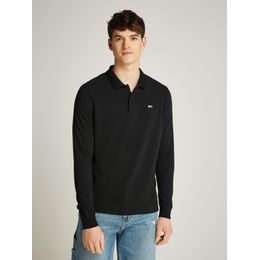 Tommy Jeans Herren Poloshirt "TJM SLIM PLACKET POLO LS EXT", schwarz, Gr. XL, unifarben, Jersey, Obermaterial: 100% Baumwolle, Shirts, mit