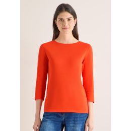 Cecil Damen 3/4-Arm-Shirtcherry tomato orange, Gr. XL, unifarben, Web, 100% Baumwolle, Shirts, aus reiner Baumwolle