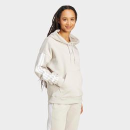 Damen Kapuzensweatshirt "ESSENTIALS 3-STREIFEN FLEECE HOODIE", beige, Gr. XS, adidas Sportswear, Obermaterial: 55% Baumwolle, 36% Polyester, 9%