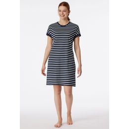 Schiesser Damen Nachthemd "Casual Essentials", Gr. 44, blau, Single Jersey, Obermaterial: 100% Baumwolle, Kleider, mit garngef&auml;rbten Streifen und