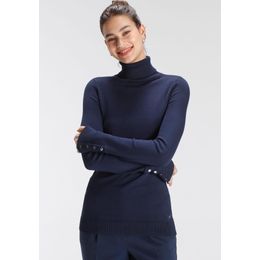 Tamaris Damen Rollkragenpullover "aus angenehmer Viskosemischung", blau, Gr. 38, unifarben, Obermaterial: 70% Viskose, 30% Polyamid, Pullover, in
