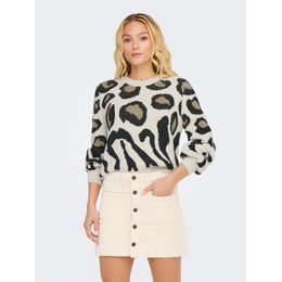 Jacqueline de Yong JDY Damen Strickpullover "JDYLORRAINE ANIMAL L/S PULLOVER KNT NOOS", beige, Gr. XL, gemustert, Strick, Obermaterial: 58% Nylon, 26% Viskose, 16%