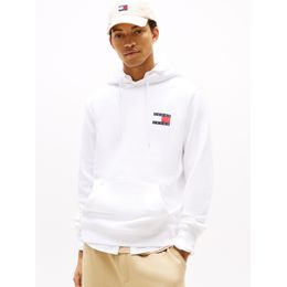 Tommy Jeans Herren Sweatshirt "TJM REG ESSENTIAL FLAG HOOD EXT", wei&szlig;, Gr. S, unifarben, Sweatware, Obermaterial: 100% Baumwolle, Sweatshirts, mit