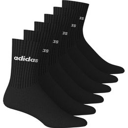 Damen Funktionssocken "LINEAR GEPOLSTERTE CREW IM 6ER-PACK", adidas Sportswear, Gr. M, schwarz-wei&szlig;, Obermaterial: 100% Polyamid, Socken