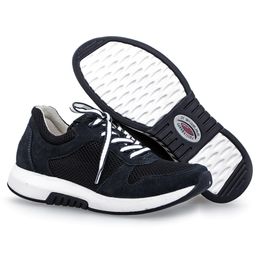 ROLLINGSOFT Damen Keilsneaker, Gr. 42, blau, Nubukleder, Textil, Schuhe, Freizeitschuh, Halbschuh, Schn&uuml;rschuh mit Logo an der Ferse