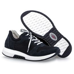 ROLLINGSOFT Damen Keilsneaker, Gr. 44, blau, Nubukleder, Textil, Schuhe, Freizeitschuh, Halbschuh, Schn&uuml;rschuh mit Logo an der Ferse