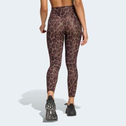 Damen Trainingstights "OPTIME ESSENTIALS WORKOUT LEOPARD 7/8 LEGGINGS"earth strata, schwarz, normal, gr., Gr. XXL, adidas Performance, Obermaterial: