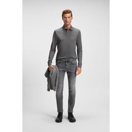 BOSS Orange Herren Poloshirt "Passerby Langarm Regular Fit", grau, Gr. 5XL, Jersey, Obermaterial: 95% Baumwolle, 5% Elasthan, Shirts, Langarm Classic