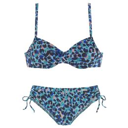 Lascana Damen B&uuml;gel-Bikini, gr&uuml;n, Gr. 38, bedruckt, Polyamid, Bikini-Sets, mit h&ouml;herer Hose