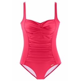 Lascana Damen Badeanzug "Saphir", rot, Gr. 42, unifarben, Polyamid, Badeanz&uuml;ge, mit Raffungen und Shaping-Effekt