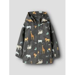 name it Jungen Outdoorjacke "NMMMAX JACKET LI AOP NOOS", grau, Gr. 128, bedruckt, Web, Obermaterial: 100% Polyester, Jacken, reflektierende Details,