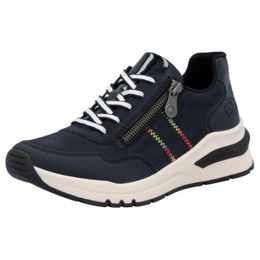 Rieker Damen Wedgesneaker, Gr. 41, blau, Lacklederimitat, Lederimitat, Schuhe, Freizeitschuh, Halbschuh, Schn&uuml;rschuh in bequemer Form