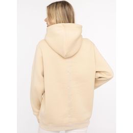 Zwillingsherz Damen Hoodie ""Moin"", beige, Gr. S, angeraute Sweatware, Obermaterial: 50% Baumwolle, 50% Polyester, Sweatshirts, mit Paillettenanker