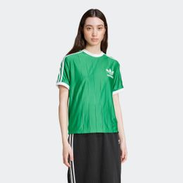 Damen T-Shirt "ADICOLOR 3-STREIFEN PINSTRIPE", gr&uuml;n, Gr. XL, adidas originals, Obermaterial: 100% Polyester, Shirts