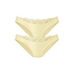 Damen Slip, NUANCE BY LASCANA, Gr. 36, gelb, Microfaser, Obermaterial: 85% Polyamid, 15% Elasthan, Unterhosen, mit Spitzeneinsatz vorne