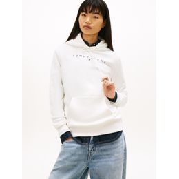 Tommy Jeans Damen Kapuzensweatshirt "TJW REG LINEAR HOODIE", beige, Gr. XS, unifarben, Sweatware, Obermaterial: 80% Baumwolle, 20% Polyester,