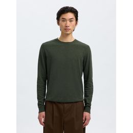 Selected Herren Rundhalspullover "SLHBERG CREW NECK NOOS"forest night detail:twist, Gr. M, unifarben, Strick, Obermaterial: 100% Baumwolle, Pullover,